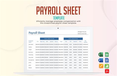 Payroll Sheet Template In Excel Apple Numbers Pages Word Google