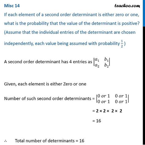 misc 14 if each element of a second order determinant is 0 or 1