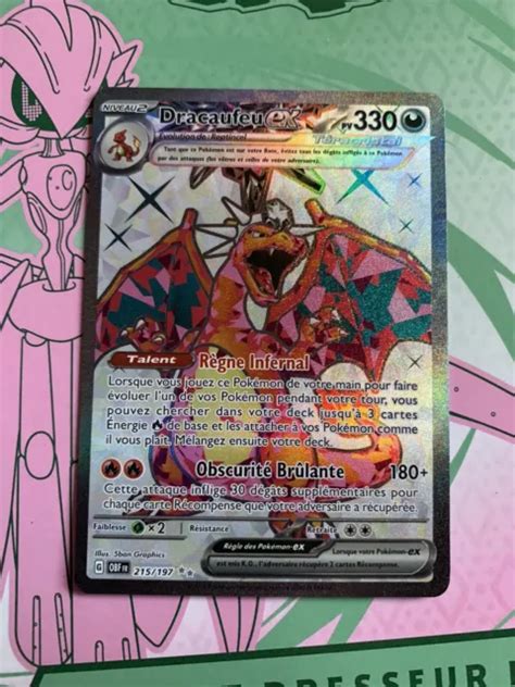CARTE POKÉMON Dracaufeu ex full art 215 197 EV3 flammes obsidiennes
