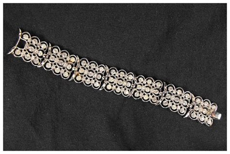 MId Century Vintage Crown Trifari Marked Rhinestone Silver Tone Ruby Lane