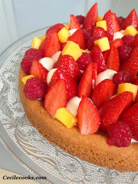 Tarte sablé breton aux fraise framboise et mangue Cecilecooks