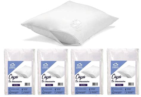 Kit 4 Capas De Travesseiro Resistente A Líquido 100 Algodão Percal 200