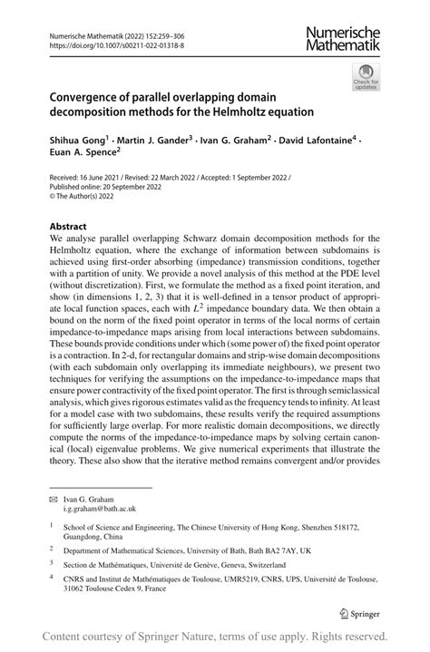 pdf convergence of parallel overlapping domain decomposition methods for the helmholtz equation