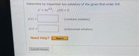 Solved Determine By Inspection Two Solutions Of The Given Chegg