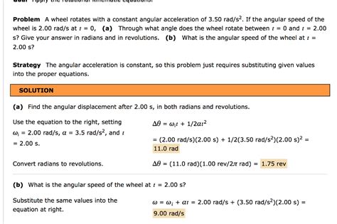 solved problem a wheel rotates with a constant angular