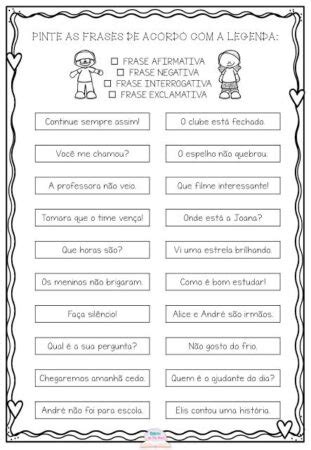 Atividades Tipos De Frases Ano