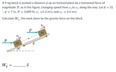 Solved A 9 Kg Block Is Pushed A Distance D Up An Inclined Chegg
