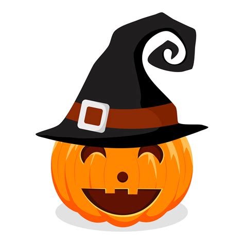 Halloween Pumpkin With Witches Hat Isolated On White Background Vector