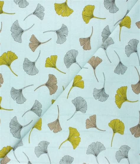 Tissu Jersey Coton Double Lange Ginkgo Vert Sauge Interstoff