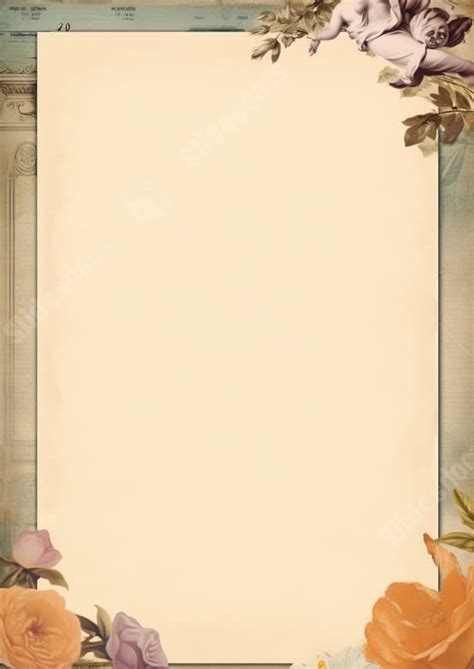 Border Of Floral Drawings In Light Yellow Page Border Background Word
