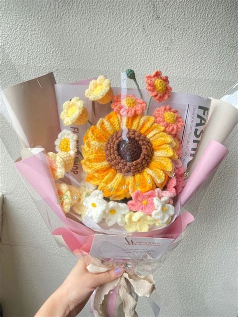 Ig Panpanpolly Flower Bouquet Diy Crochet Bouquet Sunflower Bouquets