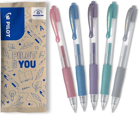 PILOT Lot de 5 G2 Stylos roller encre gel rétractables et