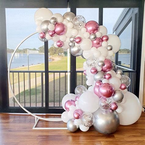 White Silver And Pink Balloon Garland Perth Western Australia