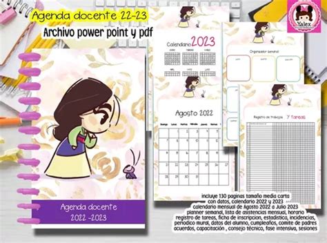 Kit Imprimible Agenda Docente Maestra Mulan