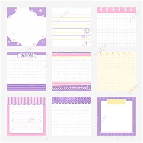 Conjunto De Lindas Notas Adhesivas En Colores Pastel Cuadradas PNG
