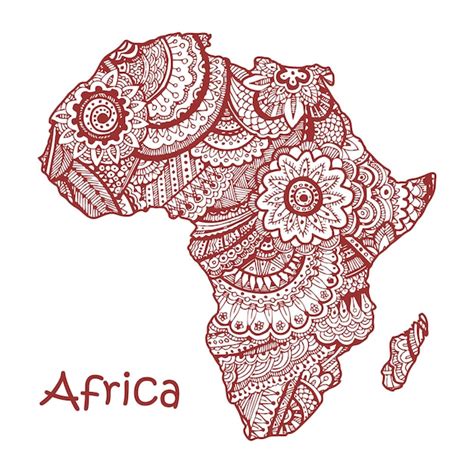 Mapa vectorial texturizado de áfrica fondo tribal de patrón etno