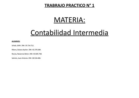 TP1 Entregable 2 Trabajo Parctico TRABRAJO PRACTICO N 1 MATERIA