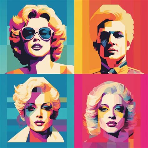 Premium AI Image A Close Up Of Four Different Colored Portraits Of