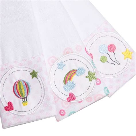 Kit Paninho De Boca Balão Bordado na Faixa 3 Pcs Papi Cia Bebê