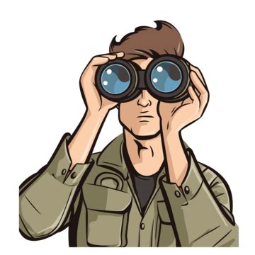 Looking Through Binoculars Clipart Icon Of A Man Using Binoculars
