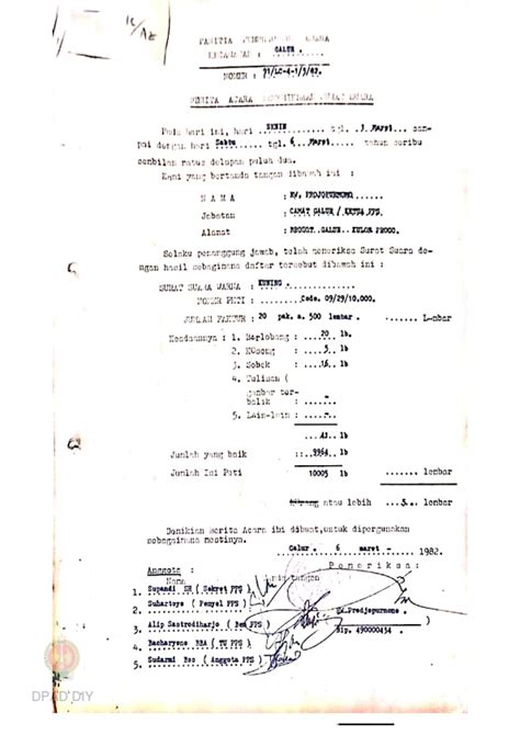 Berita Acara Pemeriksaan Surat Suara Oleh PPS Kecamatan Galur Kepada