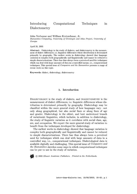 pdf introducing computational techniques in dialectometry john nerbonne