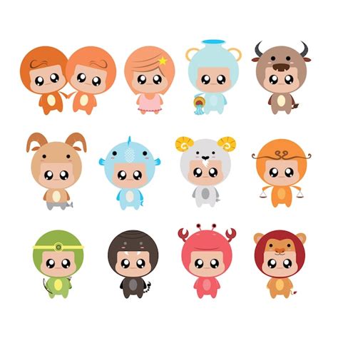 Premium Vector Cute Zodiac Signs Set