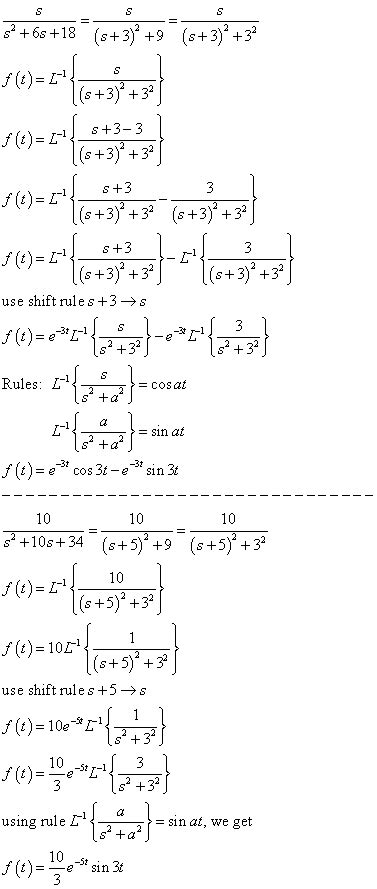 differential equations solved examples find the inverse laplace transforms of the functions
