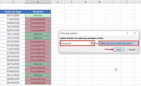 Formato Condicional De Texto En Excel Ninja Del Excel