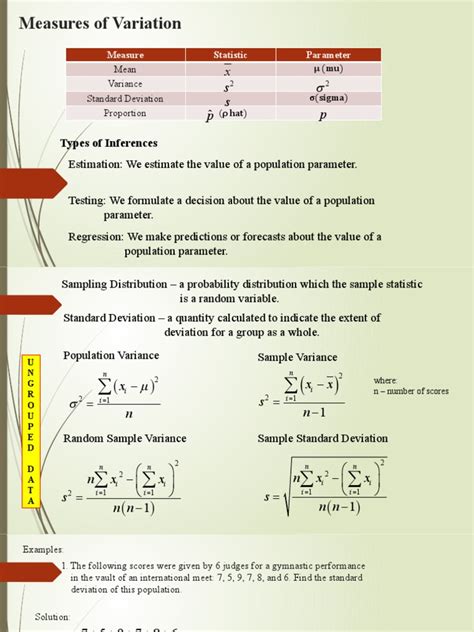 measures of variation pdf standard deviation variance