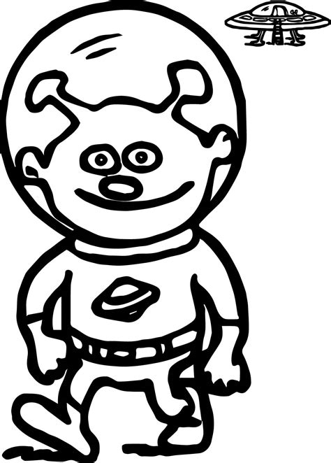 Sci Fi Alien Spaceman And Ufo Coloring Page Wecoloringpage