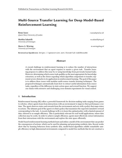 pdf multi source transfer learning for deep model based reinforcement learning