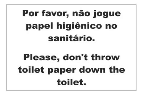 10 Placas Não Jogue Papel No Vaso Sanitário 10x15cm