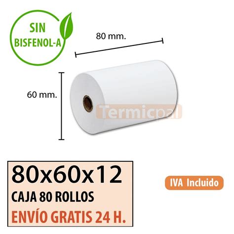 80 ROLLOS DE PAPEL TÉRMICO 80X60X12