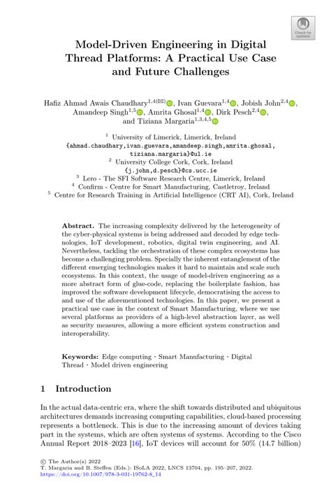 pdf model driven engineering in digital thread platforms a practical use case and future