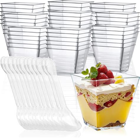 Newaner 50 pièces 2oz 60 ml tasses coupes gobelets à dessert avec