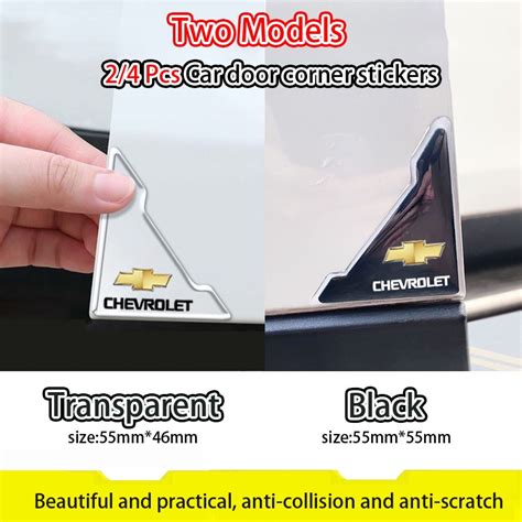 2 4 Pcs Chevrolet Preto Transparente Canto Da Porta Do Carro Adesivos