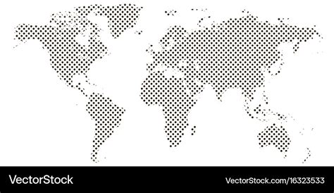 Pixel Map Of World Dotted World Map Halftone Vector Image