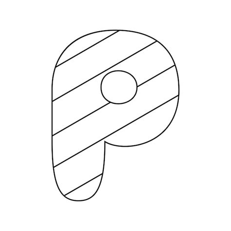 Dibujo para colorear con la letra p para niños Vector Premium