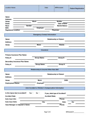 Fillable Online Patient Registration Forms Blankdocx Fax Email Print