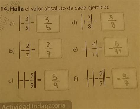 14 Halla El Valor Absoluto De Cada Ejercicio A 3 5 Brainly Lat