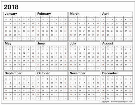 Year At A Glance Printable