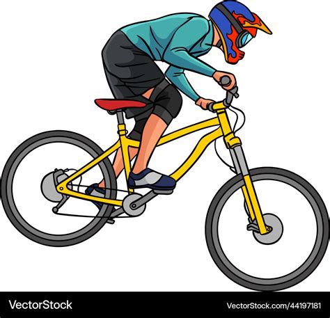 Mountain Biker Cartoon Colored Clipart Royalty Free Vector