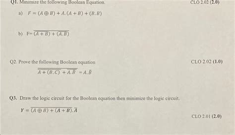 solved q1 minimize the following boolean equation a f