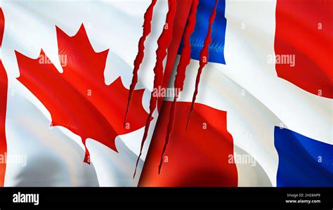 Banderas de Canadá y República Dominicana con concepto de cicatriz