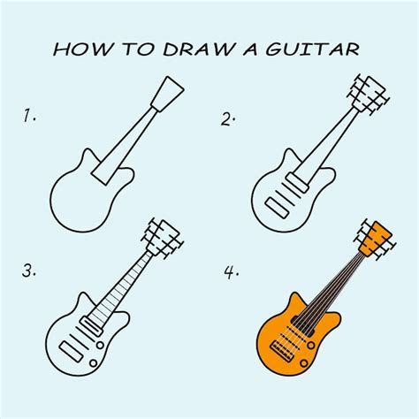 Paso a paso para dibujar un tutorial de dibujo de guitarra una lección