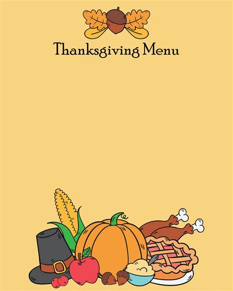 Thanksgiving Menu 11 Free PDF Printables Printablee