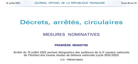 Arrêté du 15 juillet 2022 portant désignation des auditeurs de la 2e