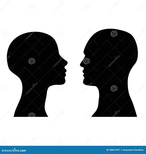 Hombre Y Mujer De La Cara En El Fondo Blanco Ilustración del Vector