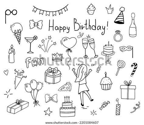 Celebration Clipart Set Party Time Doodle เวกเตอรสตอก ปลอดคา